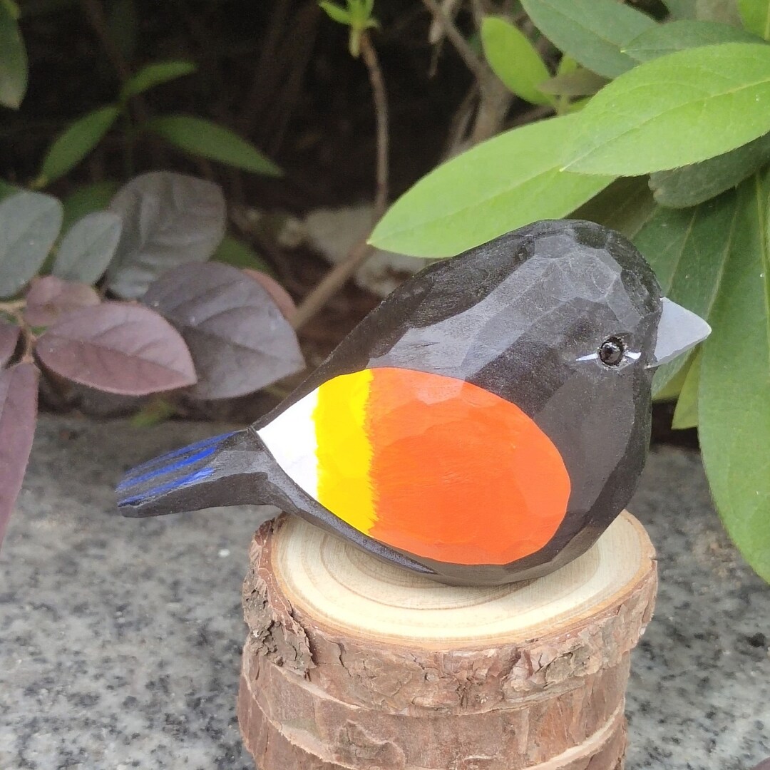 Handcraft Wooden Black Robin,wooden Bird Figurines,wooden Bird,robin ...