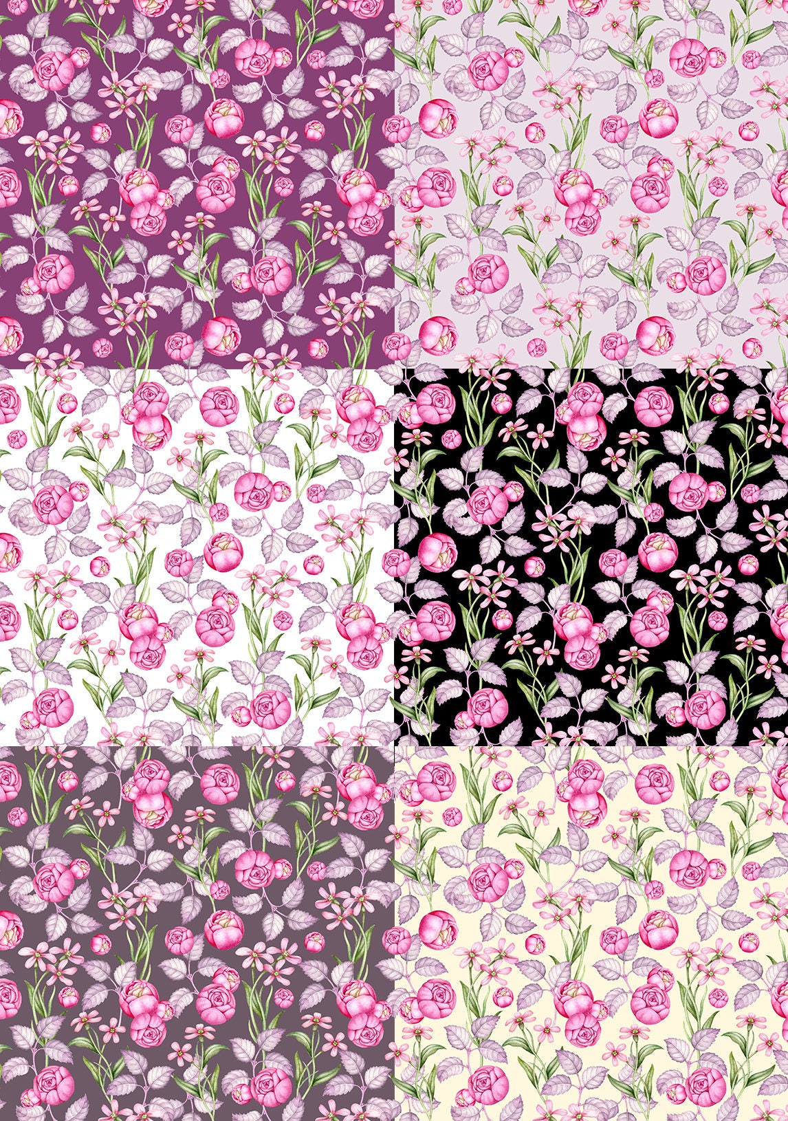 Digital Paper Pack. Fabric Pattern. Floral Digital Paper - Etsy