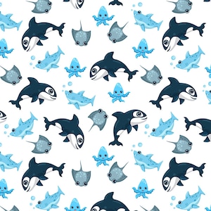 Underwater Digital Paper, Ocean Life, Sea Creatures Background, Fish ...