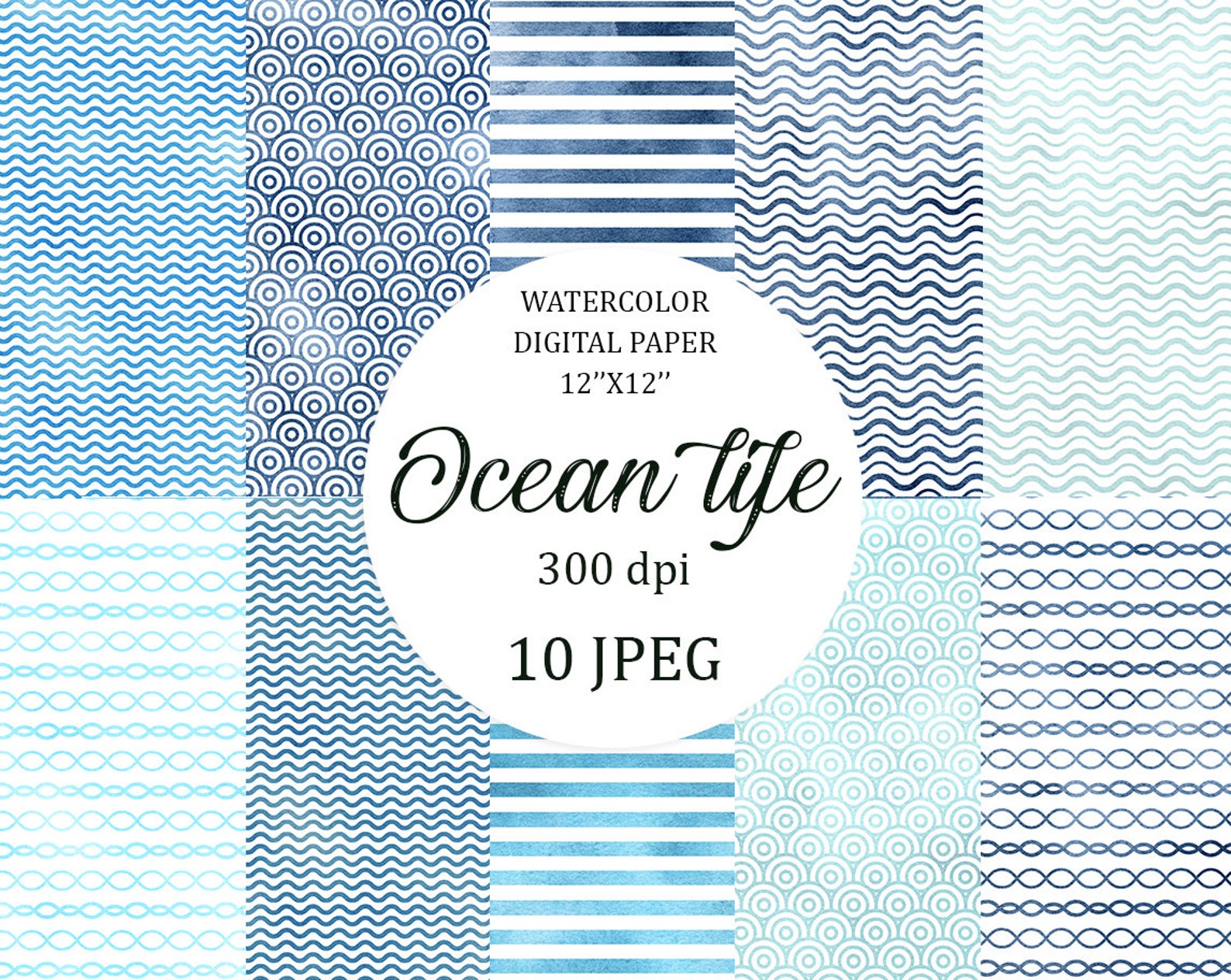 Nautical DigitalPaper pack. Printable Scrapbook Paper. Water | Etsy