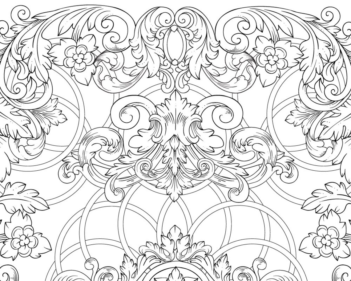 PDF, JPEG Digital Adult Coloring Pages, Printable Coloring Page 8.5''x ...