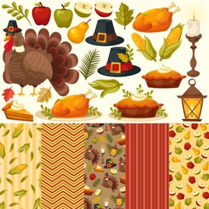 Thanksgiving Clipart Bundle Sale. Autumn, Fall Clip Art. Digital Paper ...