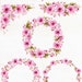 Cherry Blossom Watercolor Wreath and Bouquet Clip Art. Easter Flowers ...