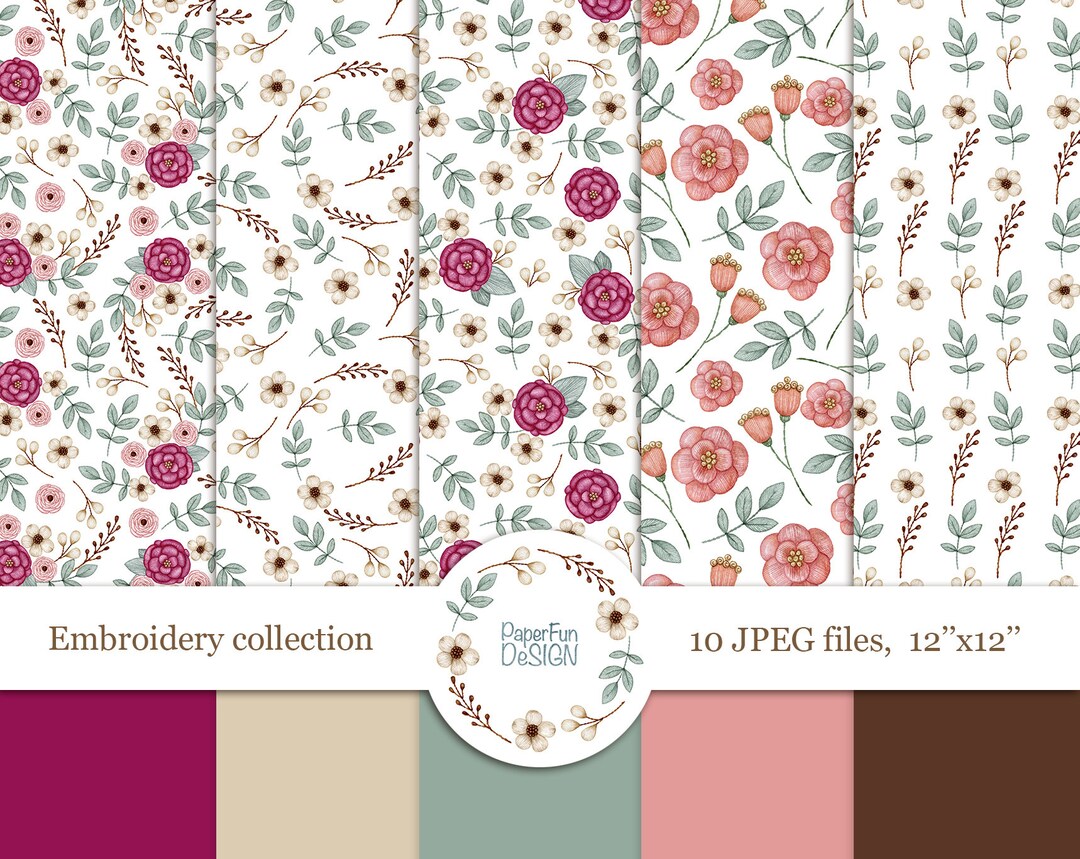 Embroidery Digital Paper. Seamless Pattern, Digital Background. Vintage ...