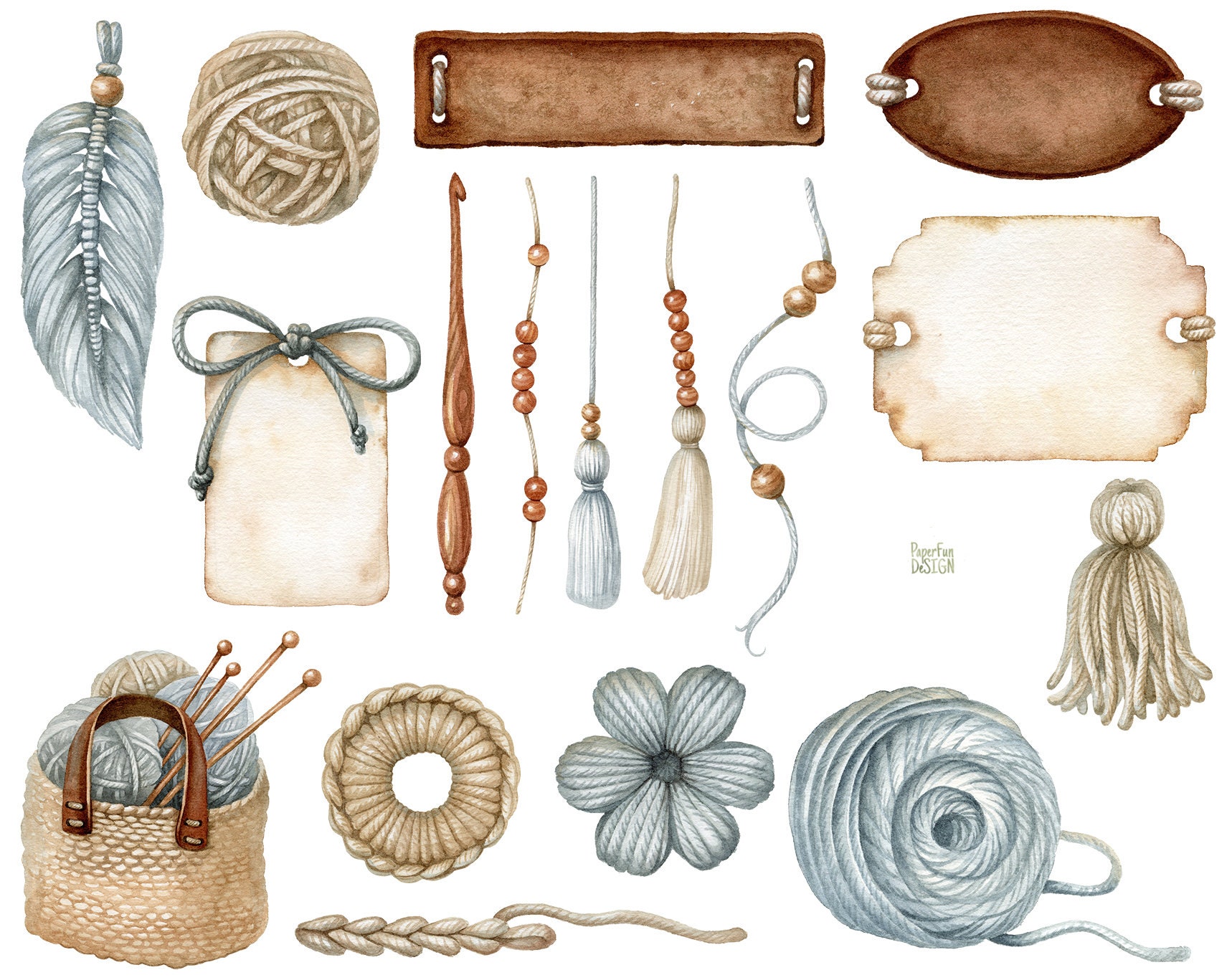 Scrapbooking Handmade art Hand painted Knitting Clipart Yarn Knitting ...