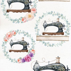 Watercolor Vintage Sewing Bundle Clipart. Fashion Sewing Kit. Printable ...