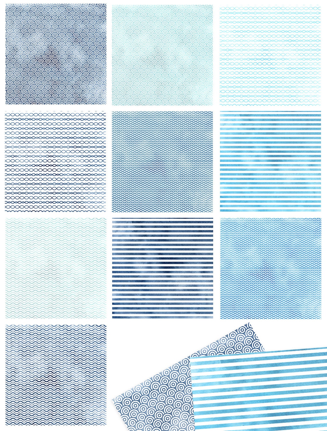 Nautical DigitalPaper pack. Printable Scrapbook Paper. Water | Etsy