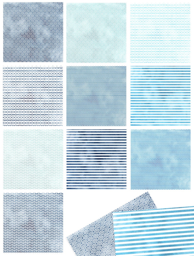 Nautical DigitalPaper pack. Printable Scrapbook Paper. Water | Etsy