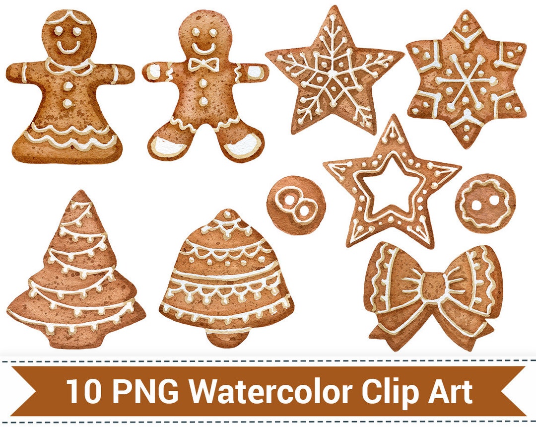 Watercolor Christmas Gingerbread Clipart. Gingerbread Hand Painted ...