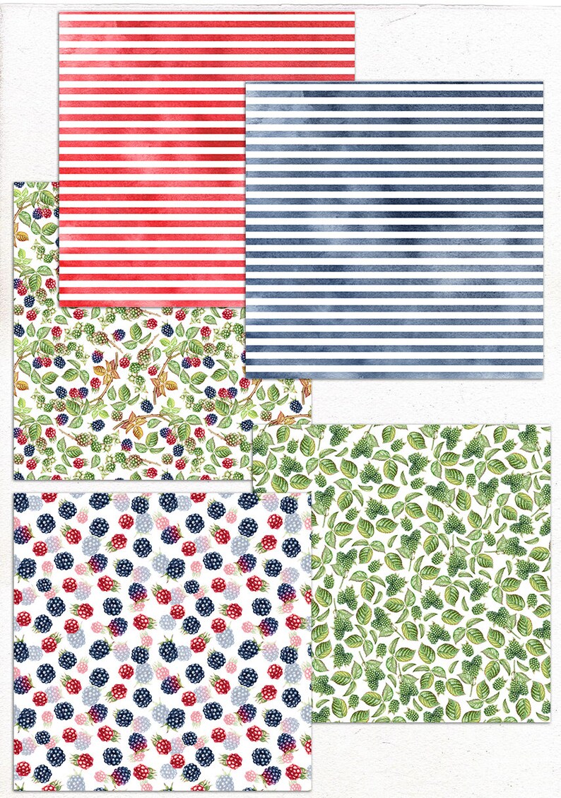 Blackberry Digital Paper. Watercolor Berries Digital Paper. | Etsy