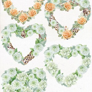 Watercolor Heart Wreath Clipart. Watercolor Floral Wreath Clip Art ...