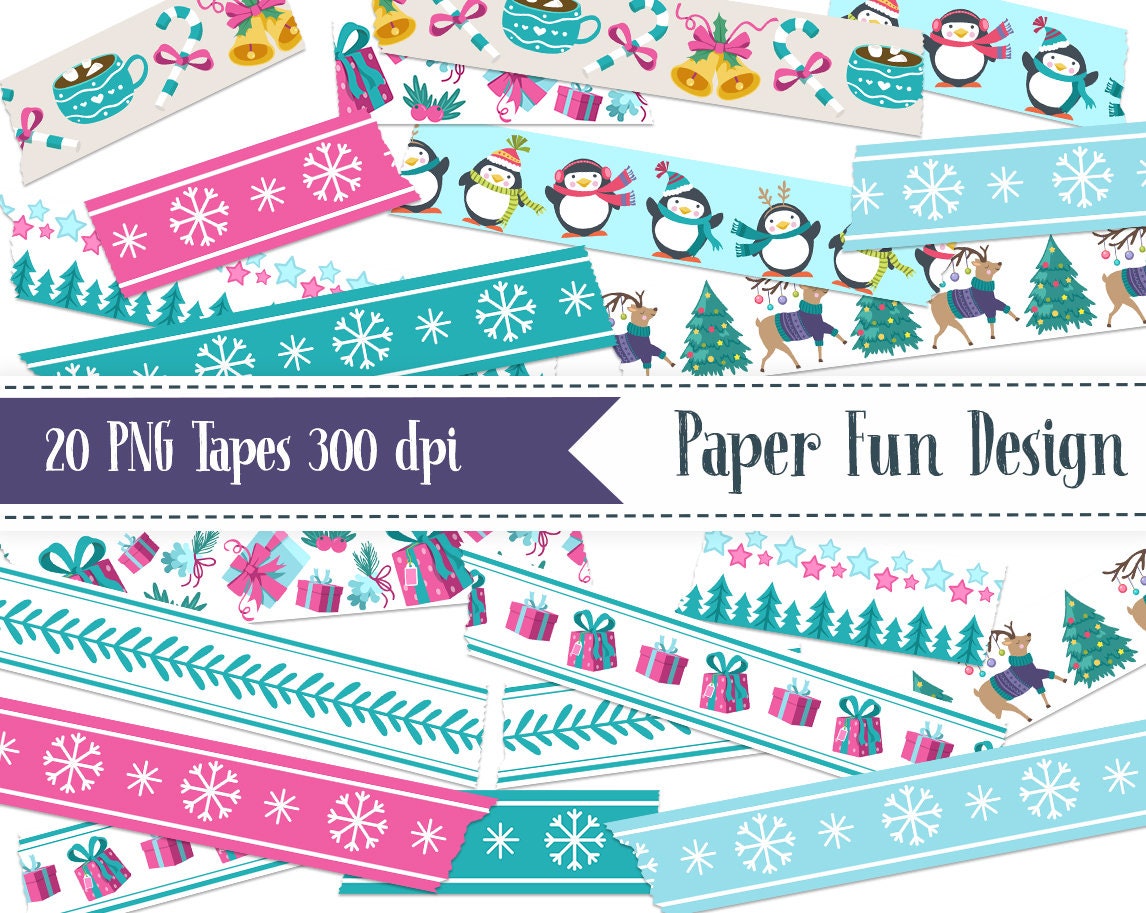 Decorative Christmas Washi Tapes Set Digital Clip Art For | Etsy