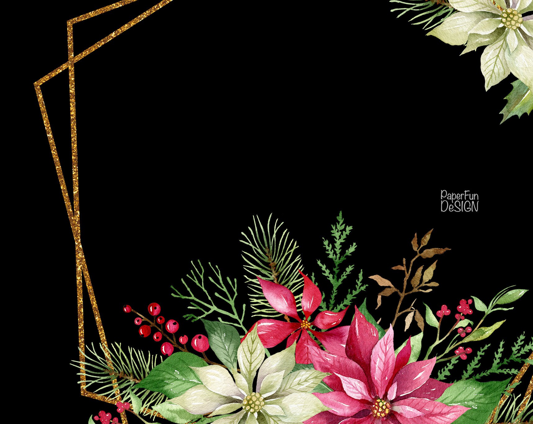 Geometric digital Christmas wreath. Merry Christmas clipart | Etsy