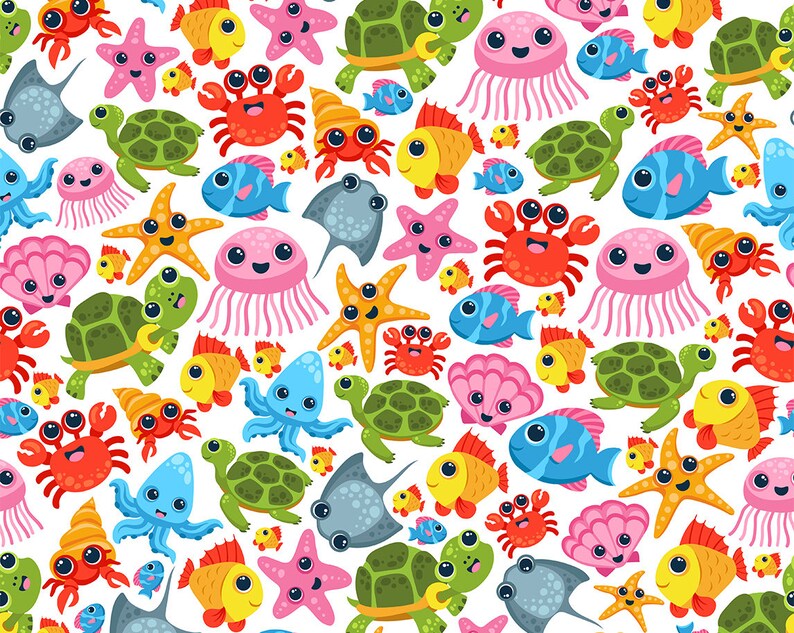 Underwater Bundle Ocean Life Clip Art, Digital Paper, Cute Sea ...