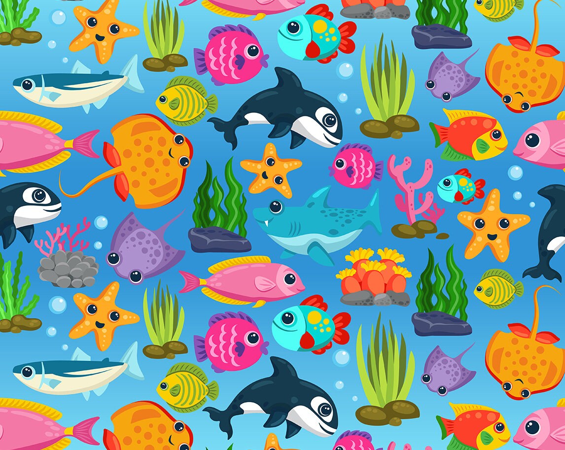 Underwater Digital Paper Ocean Life Sea Creatures | Etsy