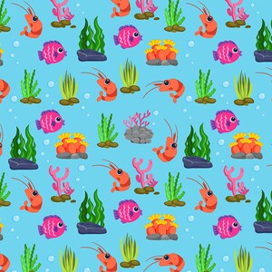 Underwater Digital Paper, Ocean Life, Sea Creatures Background, Fish ...