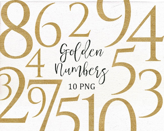 Golden Numbers Clip Art Golden Clipart. - Etsy UK