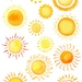 Watercolor Sun Clipart. Individual PNG, Hand Painted Watercolour ...