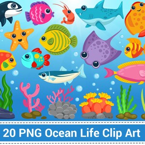 Underwater Bundle Ocean Life Clip Art, Digital Paper, Cute Sea ...