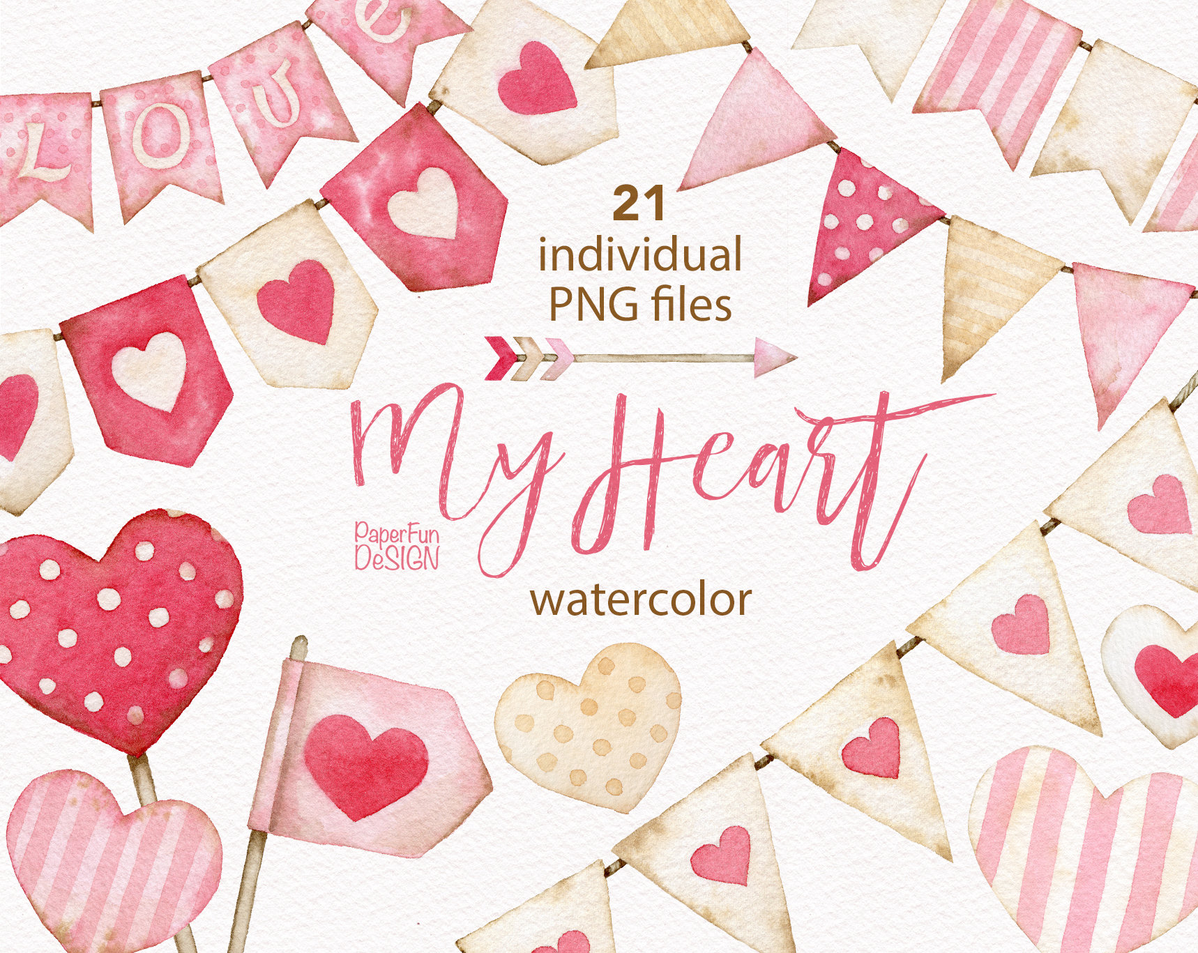Watercolor Hearts Romantic Clipart. Love Wedding - Etsy