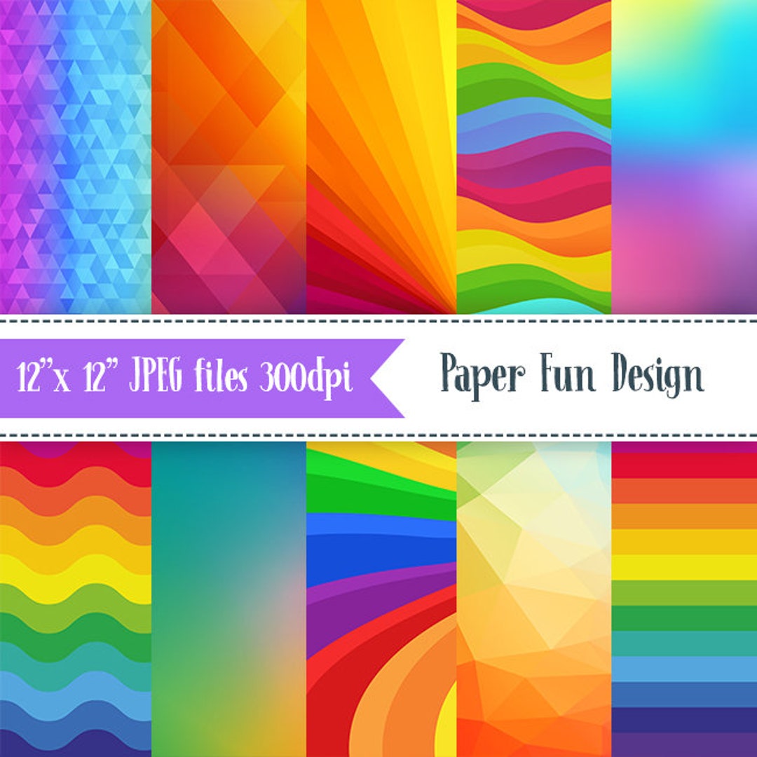 Rainbow Digital Paper. Digital Scrapbook Paper. - Etsy