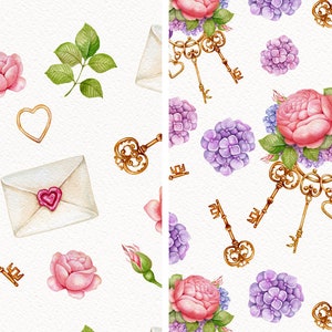 Watercolor Love Seamless Pattern. Printable Wedding Wrapping Paper ...