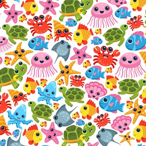 Underwater Digital Paper, Ocean Life, Sea Creatures Background, Fish ...