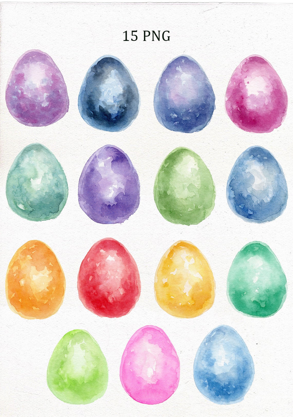 Easter Egg Clip Art Watercolor Colorful Eggs Digital Hand | Etsy