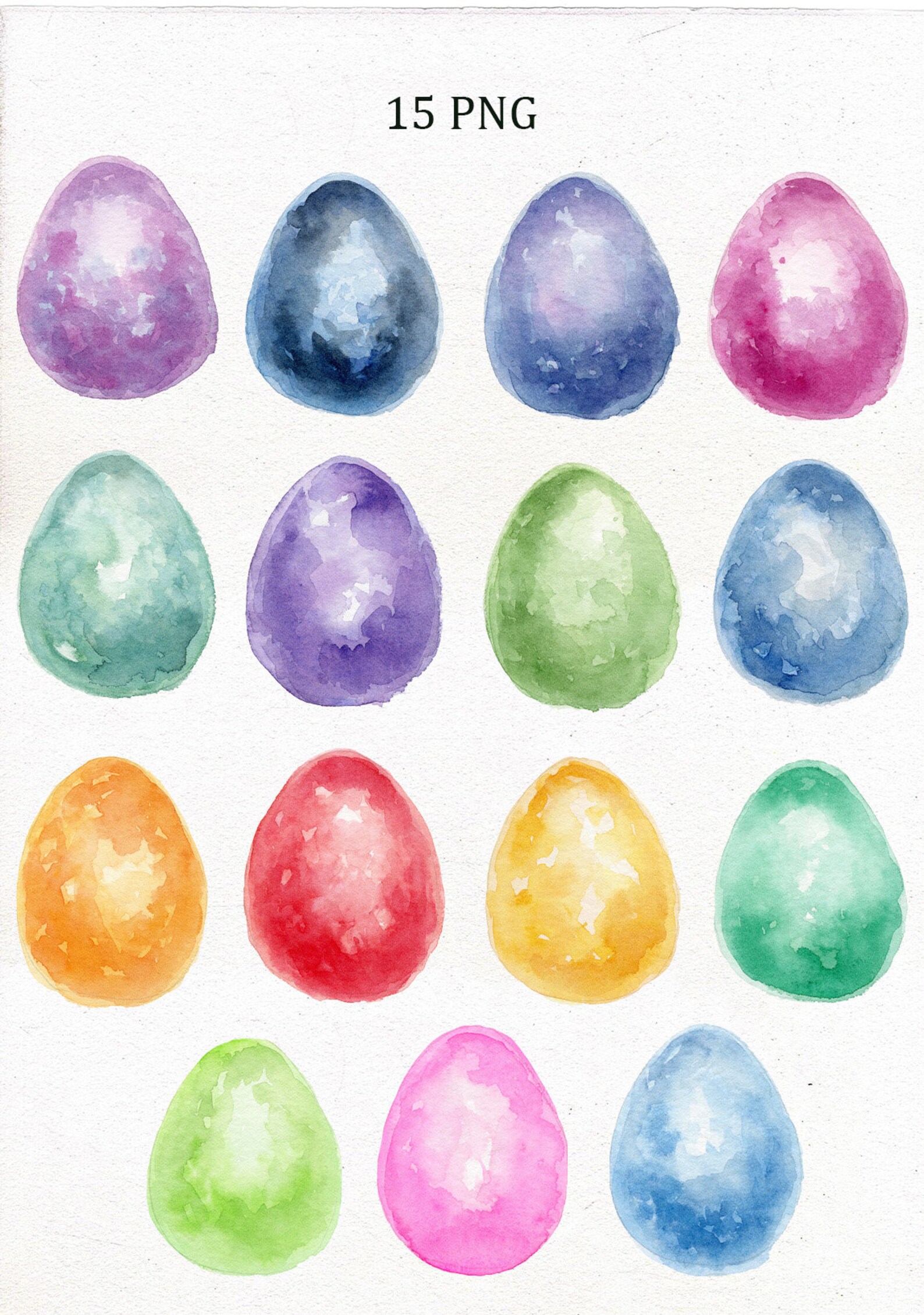 Easter Egg Clip Art Watercolor Colorful Eggs Digital Hand | Etsy