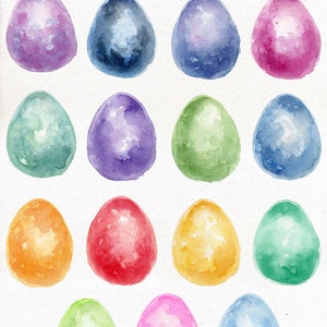 Easter Egg Clip Art, Watercolor Colorful Eggs, Digital Hand Painted ...