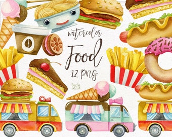 Food Doodle Food Cute Characters Clipart Pizza Burger Ice - Etsy