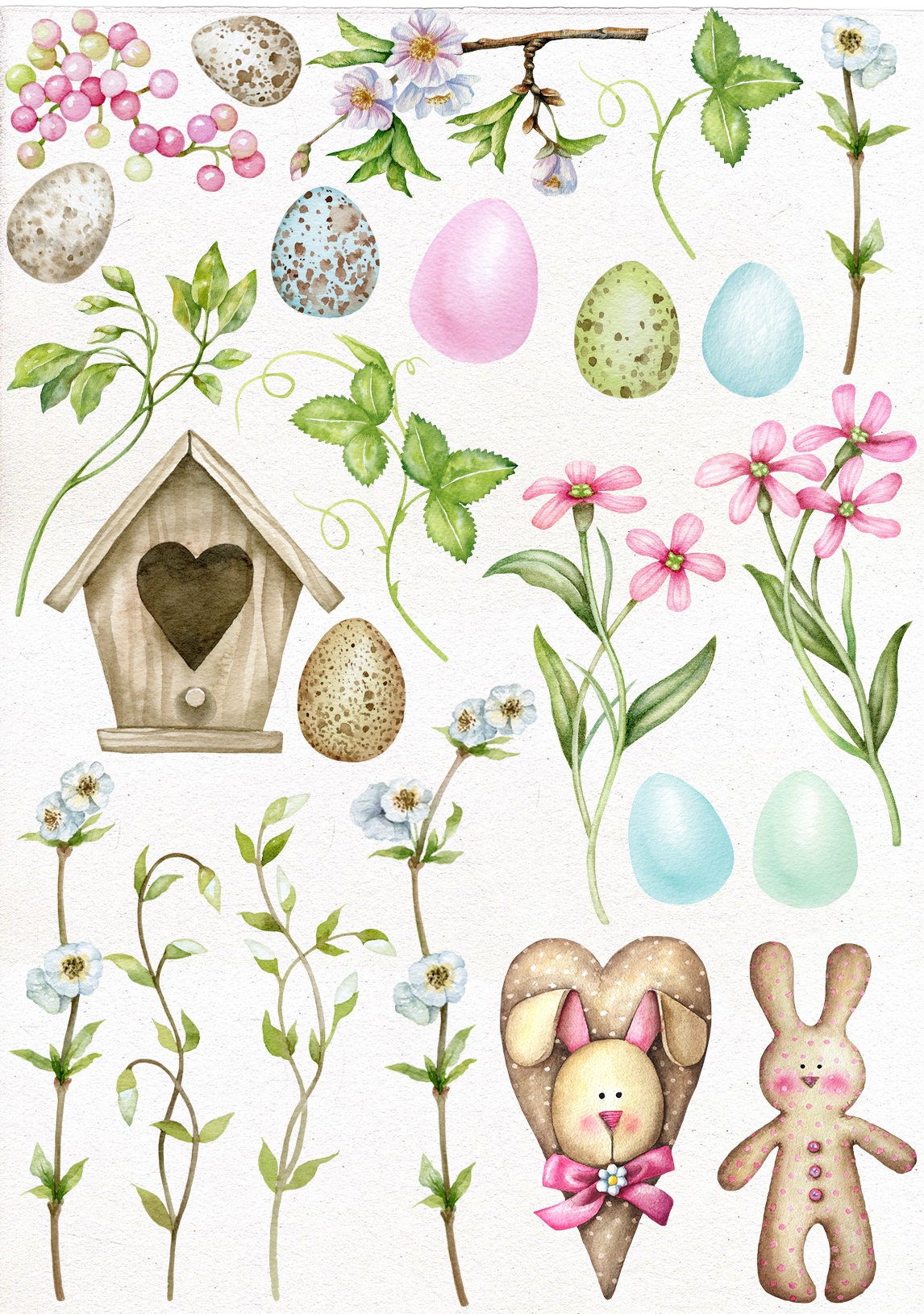 Easter Watercolor VECTOR Clipart, Digital Easter Eggs Clip Art, Spring ...