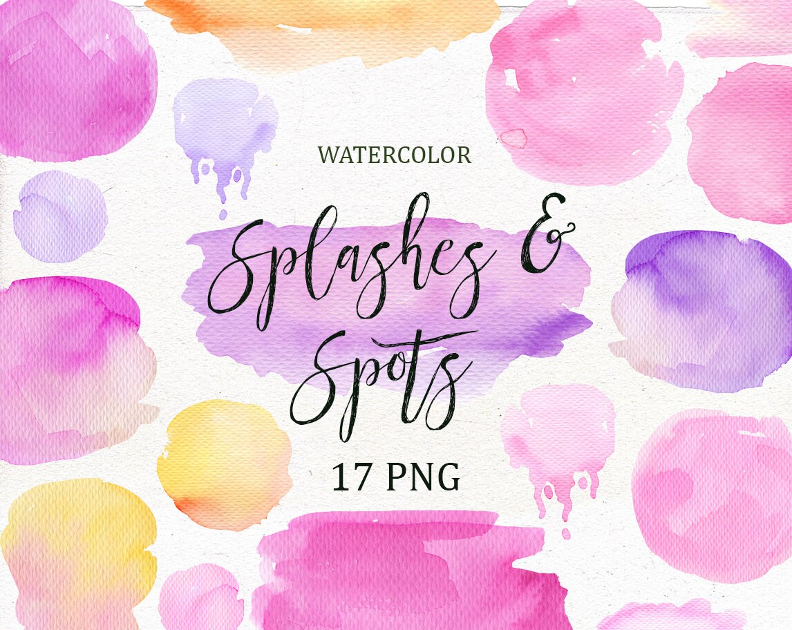 Watercolor Splashes & Spots Clipart Pink Spots Pink - Etsy