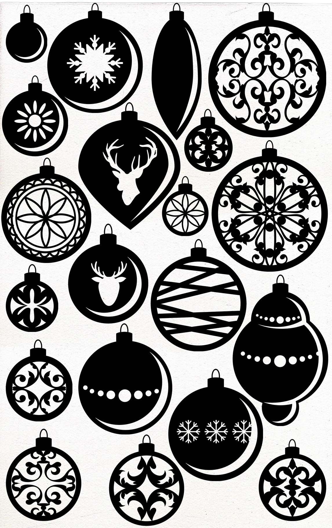 Christmas Ornaments Digital Clip Art. Christmas Silhouette - Etsy