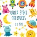 Outer Space Clipart. Digital Set of Aliens, Spaceships, Planets ...
