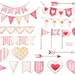Watercolor Love Clip Art. Hearts Romantic Clipart. Pink Garland Flags ...