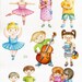 Cute Watercolor Children Clipart. Individual PNG. Cute Funny Happy ...
