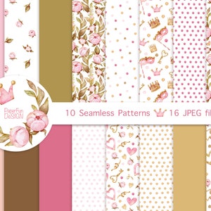 Watercolor Seamless Pattern. Baby Girl Digital Background. Printable ...