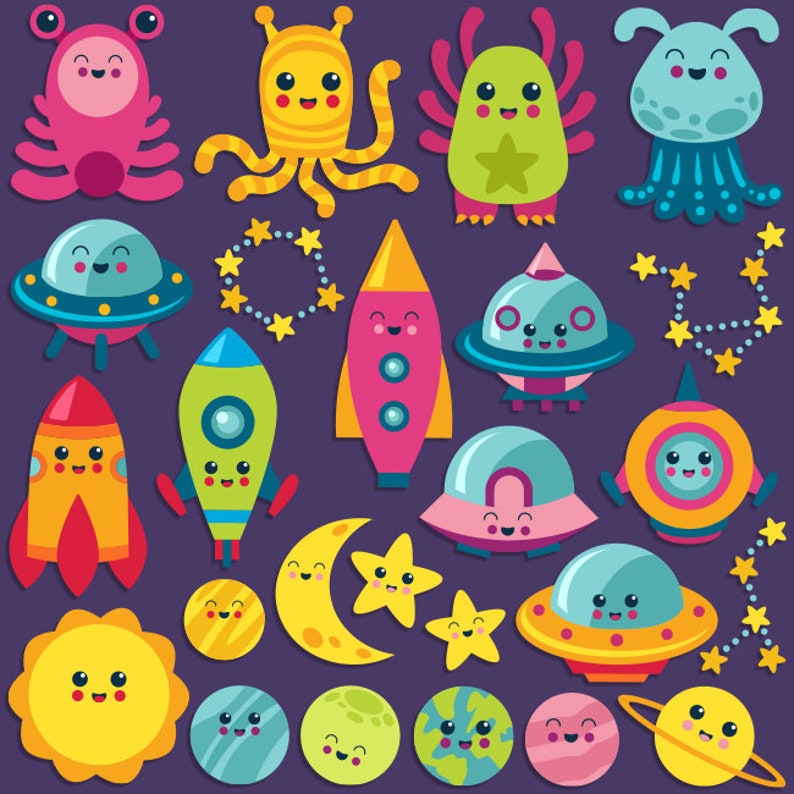 Outer Space Clipart Bundle Sale. Space Digital Paper, Seamless Pattern ...
