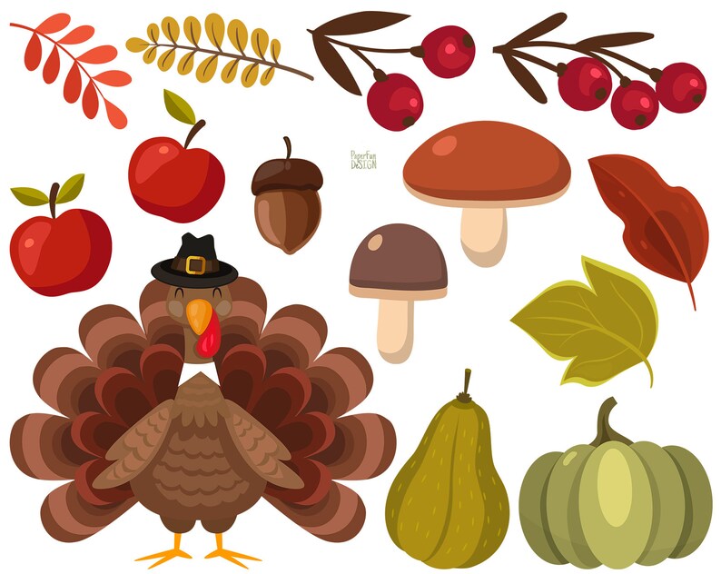 Thanksgiving Individual PNG. Colourful Autumn Clipart, High-resolution ...