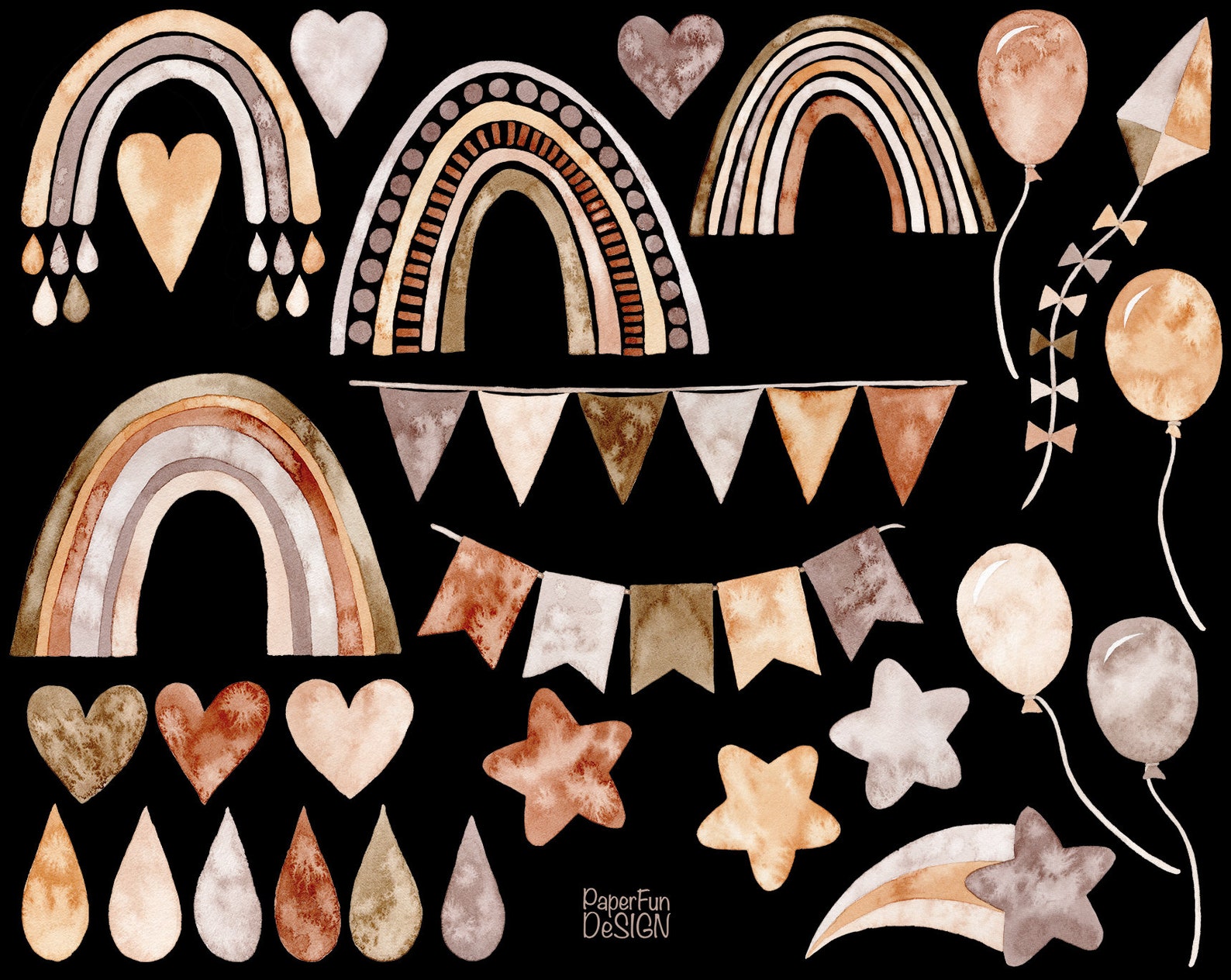 Watercolor Rainbow Clip Art. Modern Rainbow Clipart. Neutral | Etsy