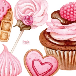 Watercolor Love Clip Art. Hearts Romantic Clipart. Pink Garland Flags ...