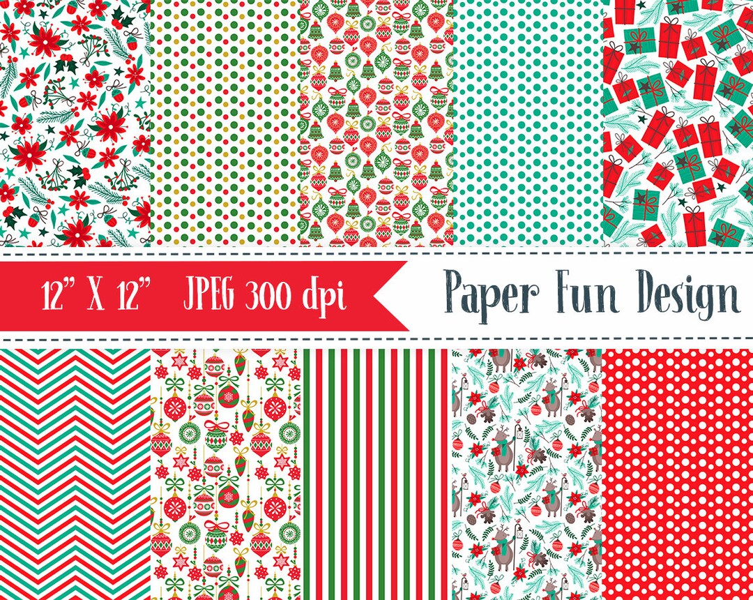 Traditional Christmas Digital Paper, Holiday Seamless Pattern, Digital ...
