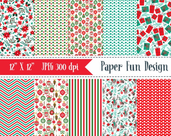 Traditional Christmas Digital Paper Holiday Seamless Pattern | Etsy