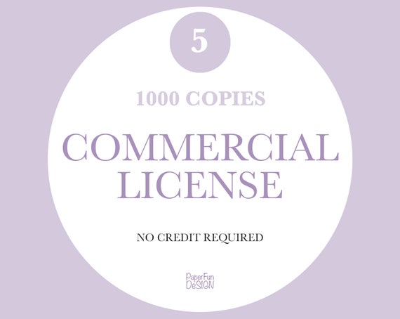 LIMITED Commercial License for 5 Products. NO Credit Required. - Etsy
