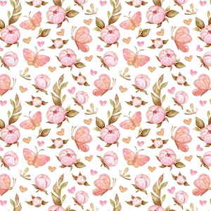 Watercolor Seamless Pattern. Baby Girl Digital Background. Printable ...