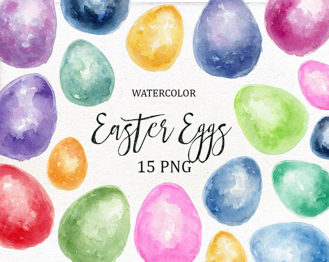 Easter Egg Clip Art, Watercolor Colorful Eggs, Digital Hand Painted ...