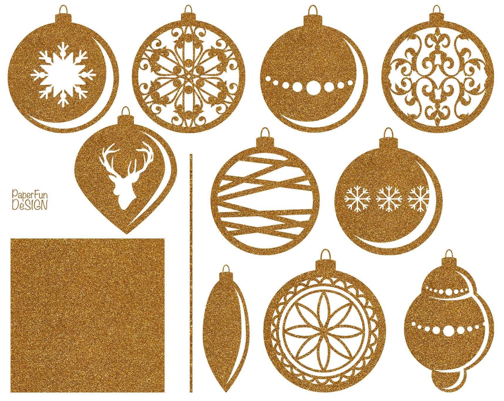 Christmas Gold Ornaments digital clipart. Christmas | Etsy