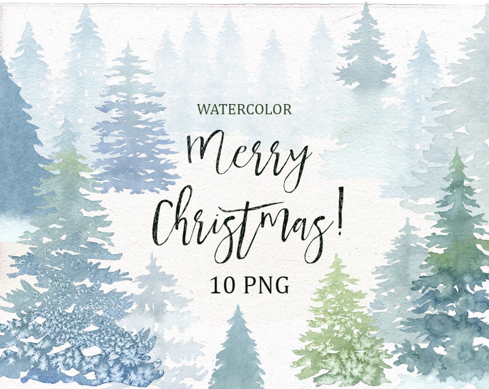 Watercolor Pine Tree Clip Art Christmas Tree Clipart Hand | Etsy