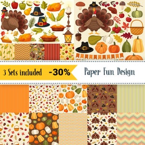 Thanksgiving Clipart Bundle Sale. Autumn, Fall Clip Art. Digital Paper ...
